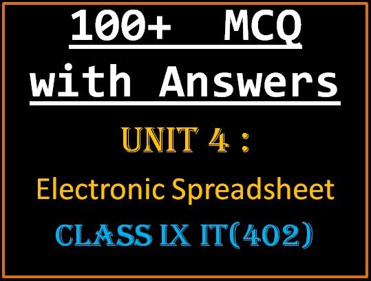 Best 100+ Electronic Spreadsheet Class 9 MCQ with Answers IT 402 - CS ...