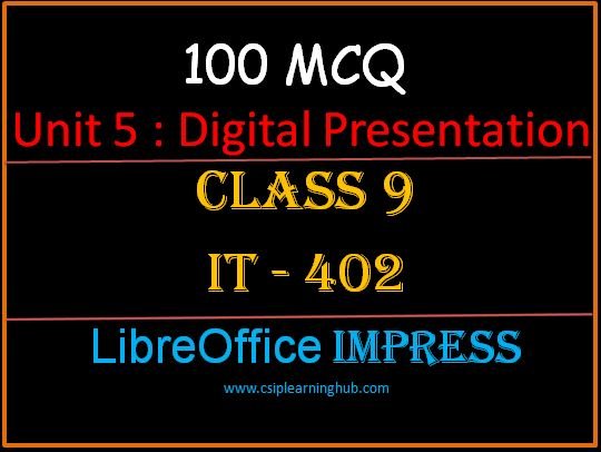 100 Important Digital Presentation Class 9 MCQ with Answers IT 402 - CS ...